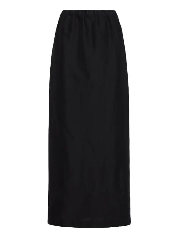 THE ROW Saul Cotton Silk Long Skirt - Black