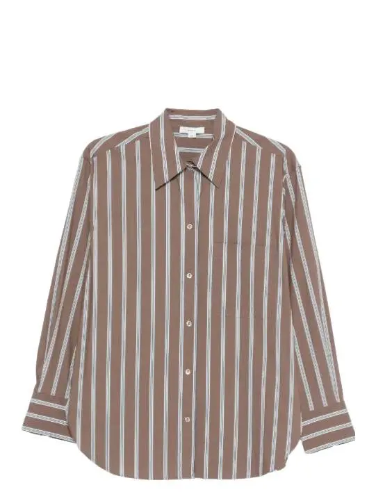 Vince Striped Long Sleeve Shirt With Pocket - Gray