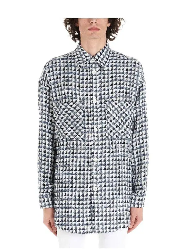 Faith Connexion Geometric Print Oversized Shirt - Gray