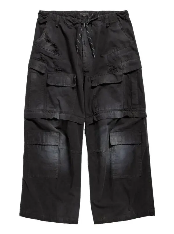 Balenciaga Large Cargo Pants With Zipper Detail - Black