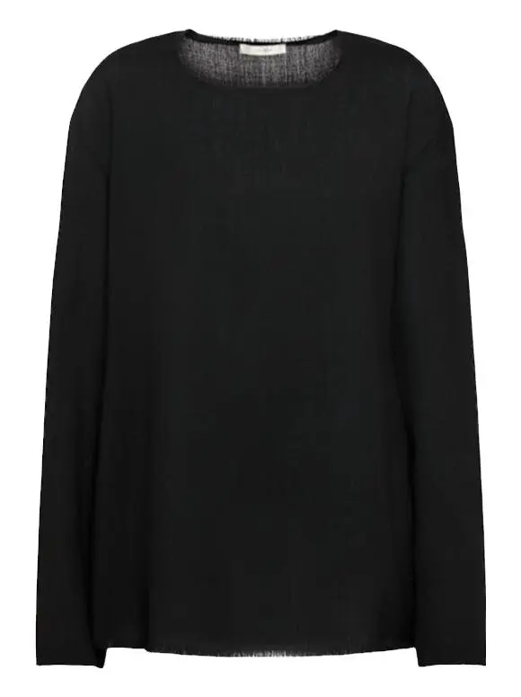 THE ROW Cattaleya Soft Wool Tailoring Top - Black