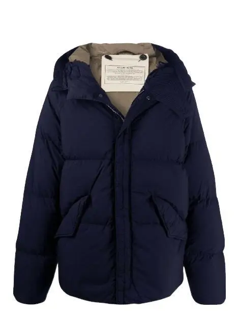 TEN C Concealed Hooded Puffer Jacket With Zip Closure And Pockets - Black