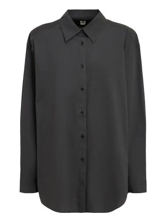 TOTEME Classic Organic Cotton Tumbled Shirt With Button Cuffs - Black