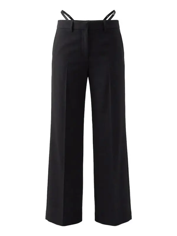 Gucci Front Pleated Trousers With Detachable Leather Detail - Black