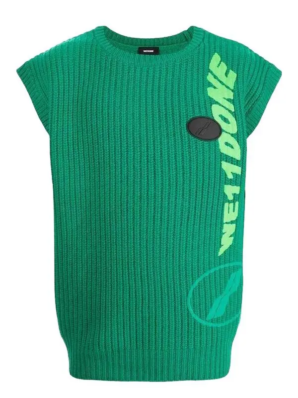 We11Done Ribbed Logo-knit Sleeveless Vest - Green