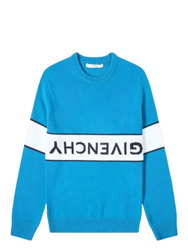 Givenchy Logo Round Neck Sweater - Blue/white
