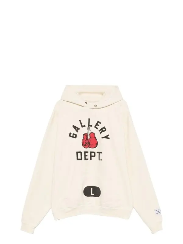 GALLERY DEPT. Long-sleeved Hooded Sweater With Graphic Print - Cream