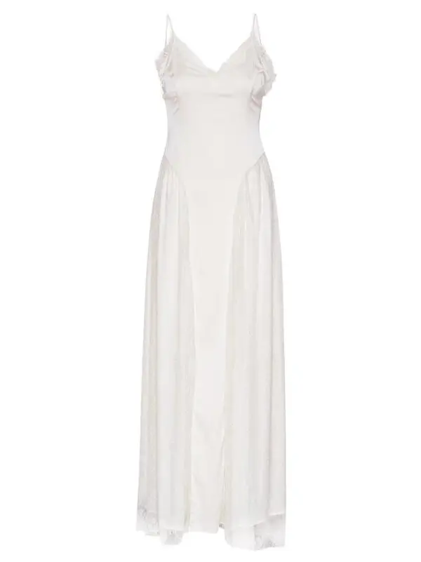 ROTATE BY BIRGER CHRISTENSEN Satin Lace Maxi Dress - White