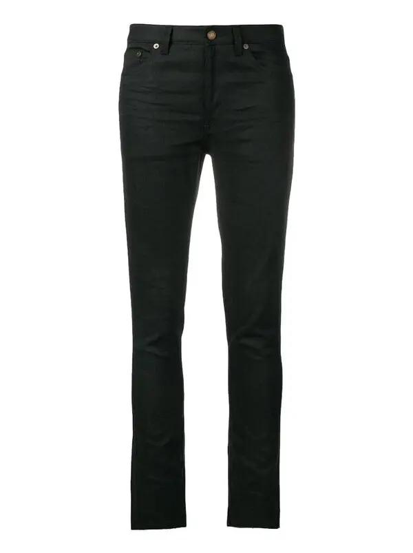 Saint Laurent Skinny Jeans With Distressed Hem - Black