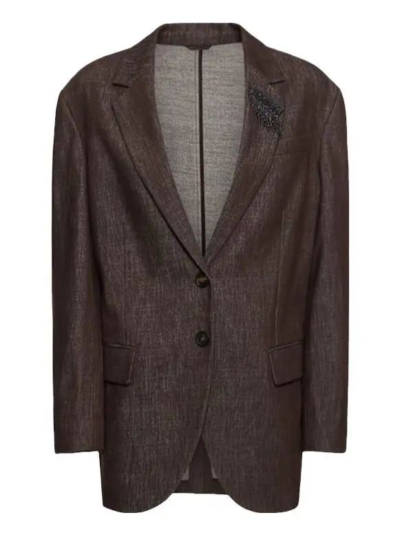 Brunello Cucinelli Cotton Suit-type Blazer With Notched Lapel And Vented Back - Black
