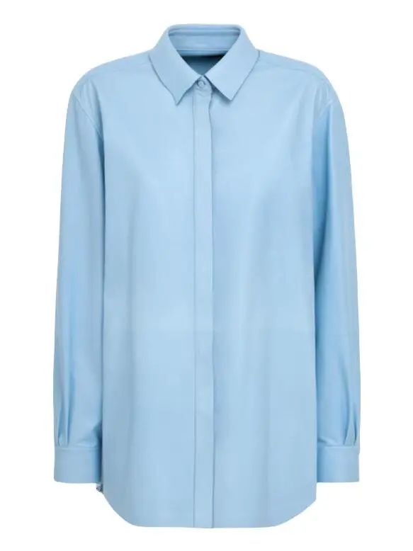 TOM FORD French Plonge Leather Shirt - Blue