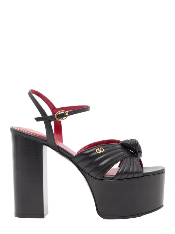 Valentino Garavani Logo High Heel Platform Sandals - Black