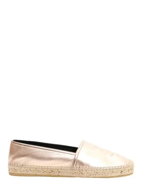 Saint Laurent Metallic Logo Espadrille Flats - Nude