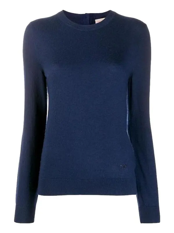 Tory Burch Fine Knit Round Neck Jumper - Blue