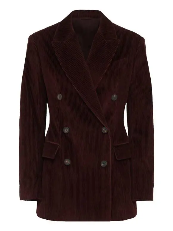 Brunello Cucinelli Double Breasted Corduroy Blazer - Black