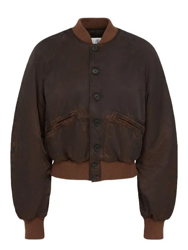 MAISON MARGIELA Washed Cotton Viscose Satin Bomber - Black