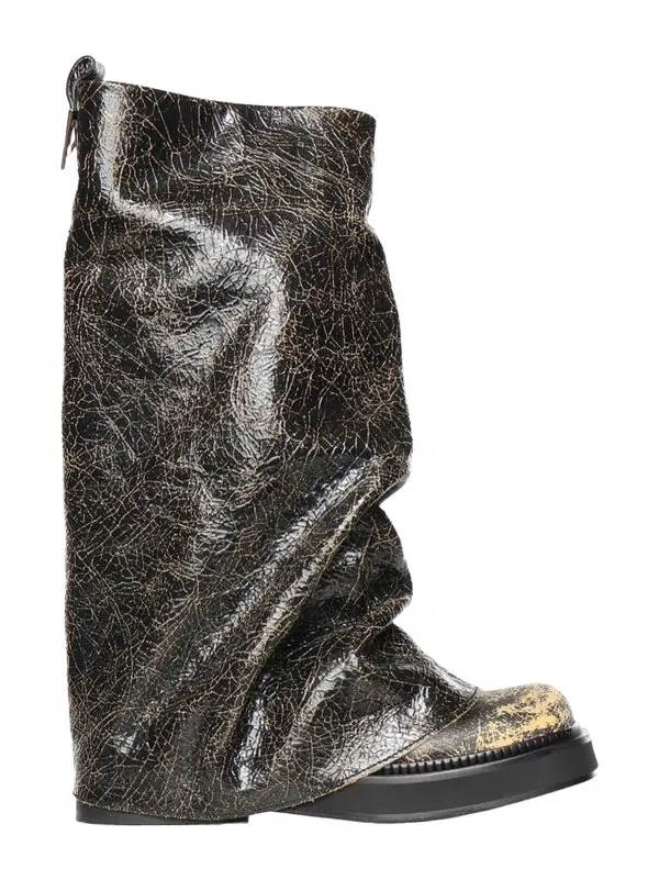 Attico Round Toe Slouch Boots - Brown