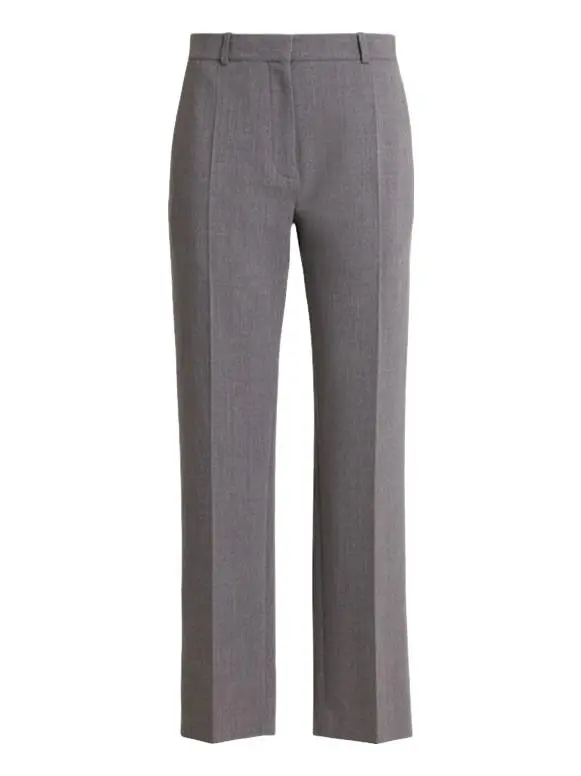 THE ROW Relian Stretch Wool Straight Leg Trousers - Gray