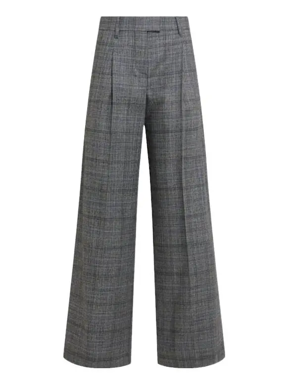 Brunello Cucinelli Prince Of Wales Wool Trousers - Black