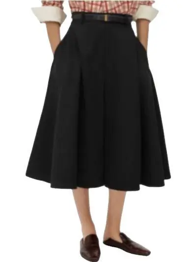 Bottega Veneta Grain De Poudre Midi Skirt - Black