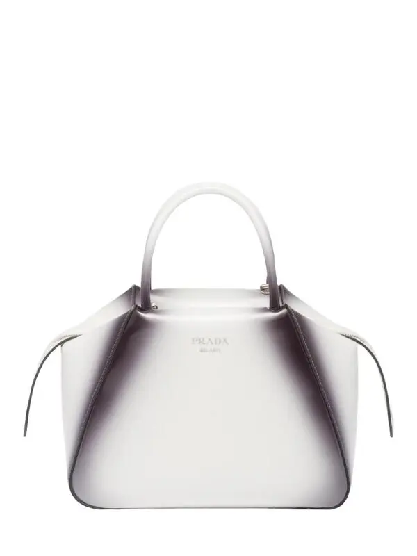 Prada Small Brushed Leather Handbag With Gradient Effect - Gradient White