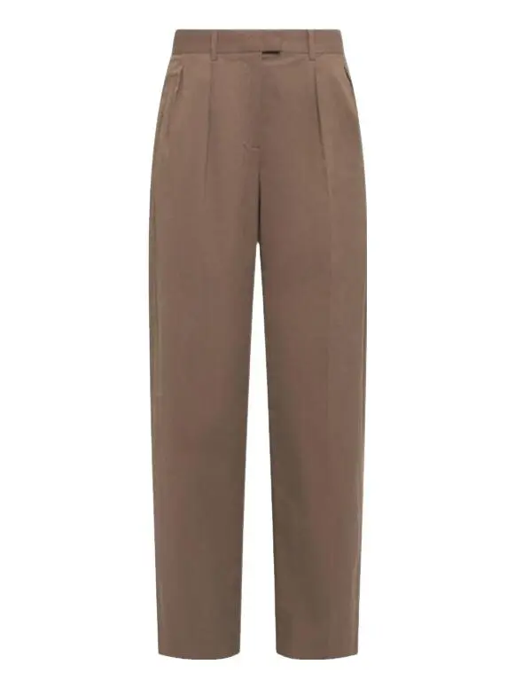 THE ROW Alfidis Cotton Gabardine Straight Pants - Brown