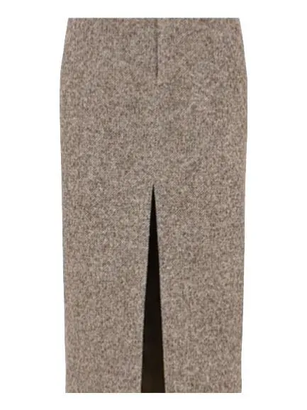 Brunello Cucinelli Front Split Knit Long Skirt - Gray