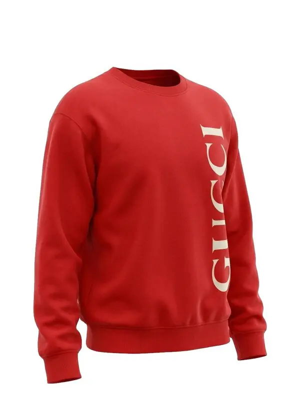 Gucci Logo Print Crew Neck Sweatshirt - Red
