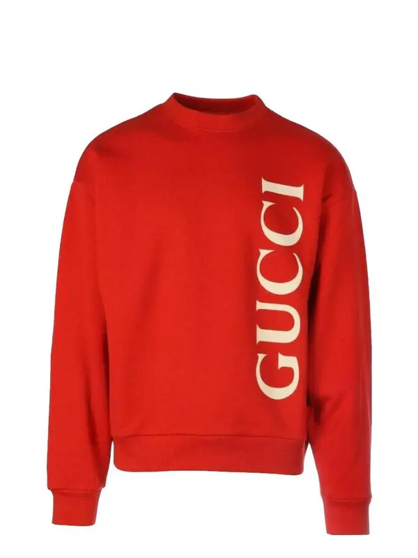 Gucci Logo Print Crewneck Sweatshirt - Red