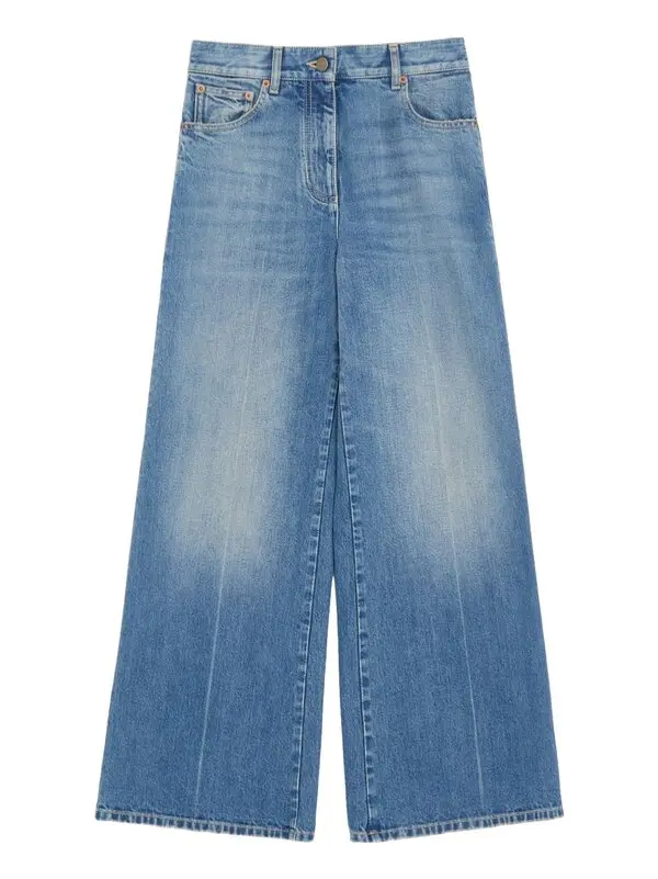 Valentino Garavani Wide Leg Denim Trousers - Blue