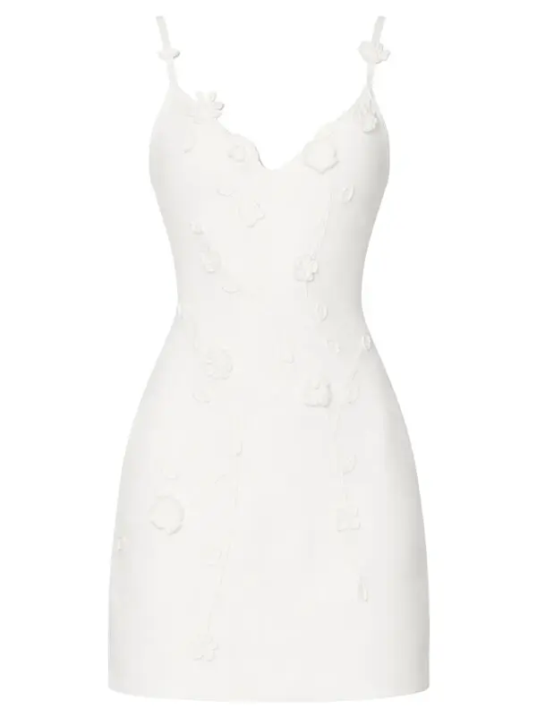Cult Gaia Floral Appliqué Mini Dress - White