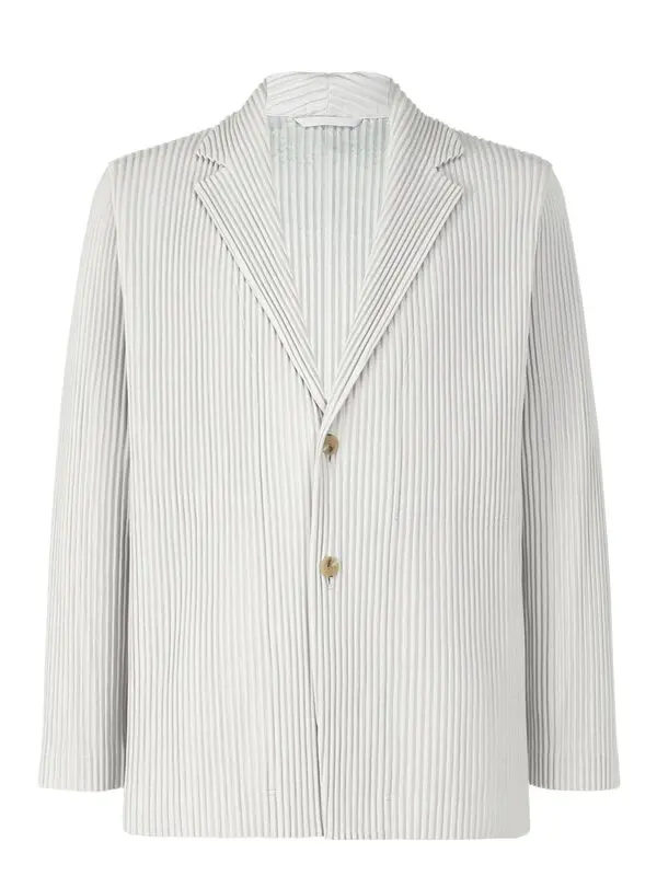 Issey Miyake Single Breasted Pleated Blazer - White