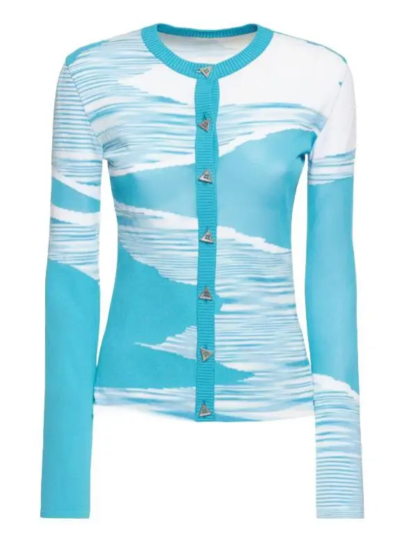 Missoni Space Dyed Intarsia Knit Cardigan - Blue
