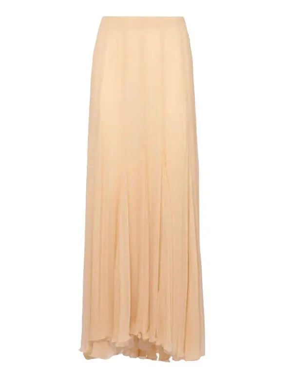 Chloé Silk Mousseline Maxi Skirt - Nude