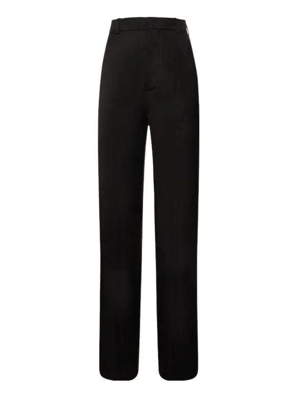 ANN DEMEULEMEESTER High Waist Satin Straight Pants - Black