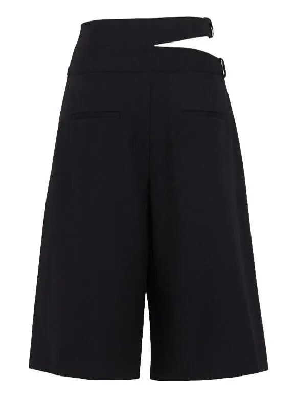 Chloé Wool Gabardine Shorts With Adjustable Buckles - Black