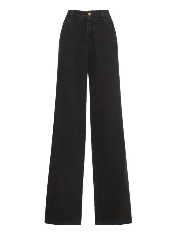 Blumarine Embellished Wide Leg Jeans - Black