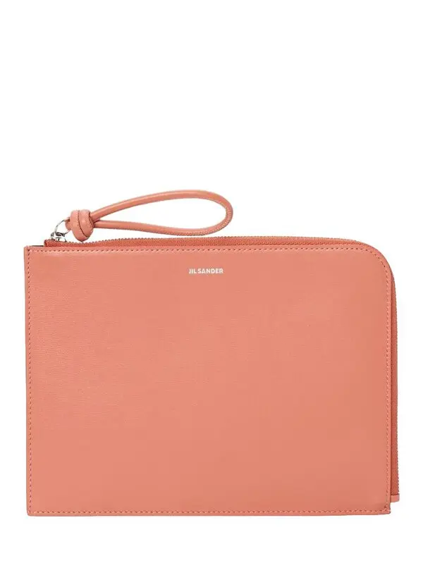 JIL SANDER Leather Zipper Clutch - Pink