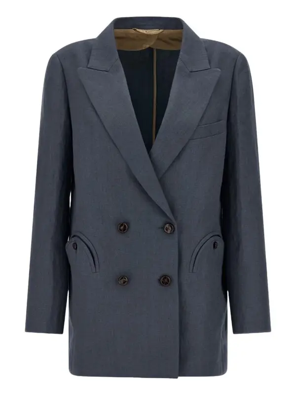 BLAZÉ MILANO Midday Sun Double-breasted Linen Blazer - Black