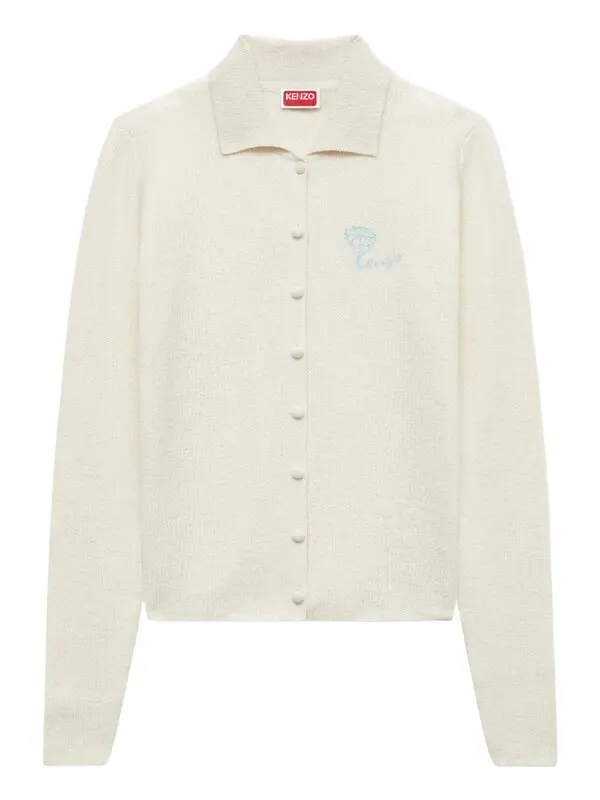 Kenzo Logo Collared Cardigan - Off White