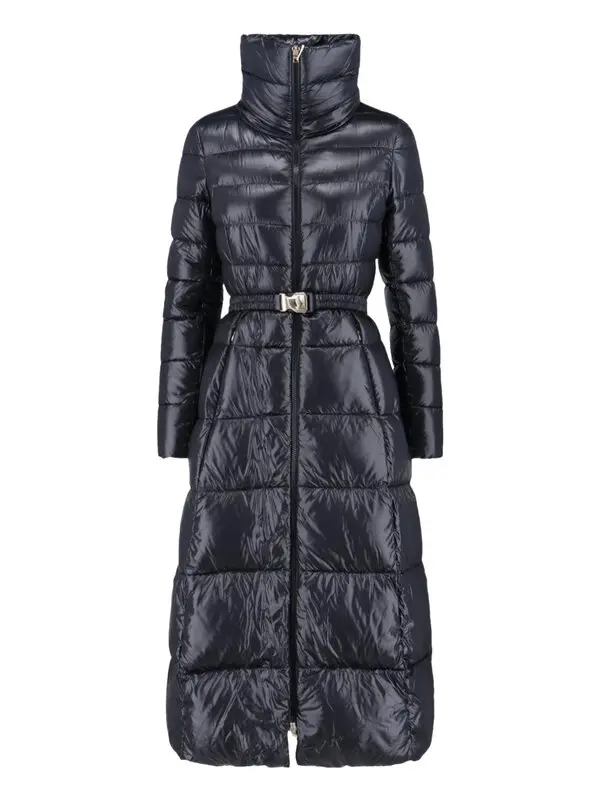 Herno High Neck Long Sleeve Zip Up Down Coat - Black