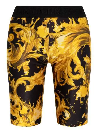 Versace Baroque-printeded Short Leggings - Black