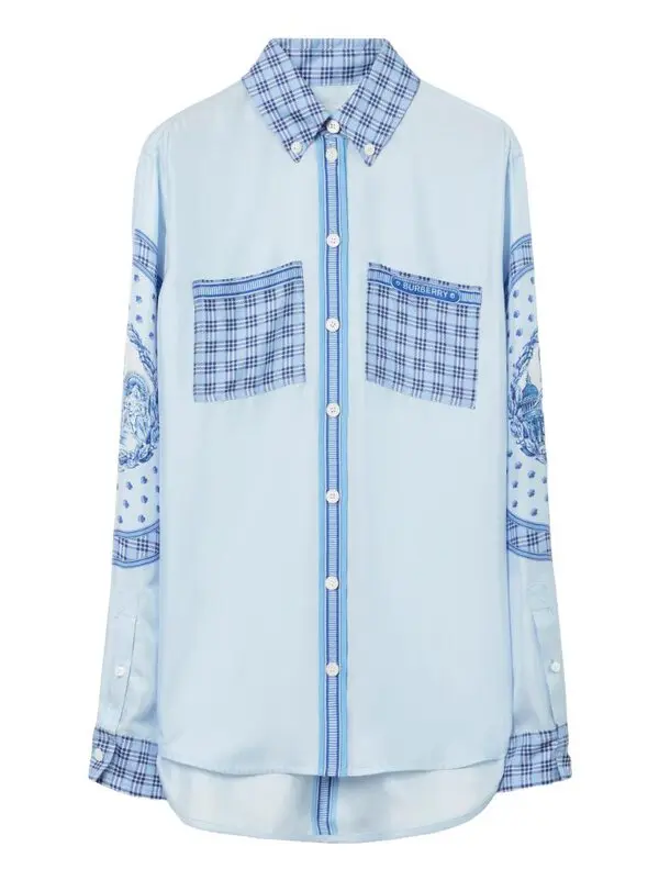 Burberry Monument Print Silk Shirt - Blue