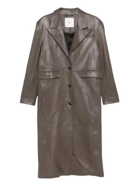 Nanushka Single-breasted Leather Coat - Brown