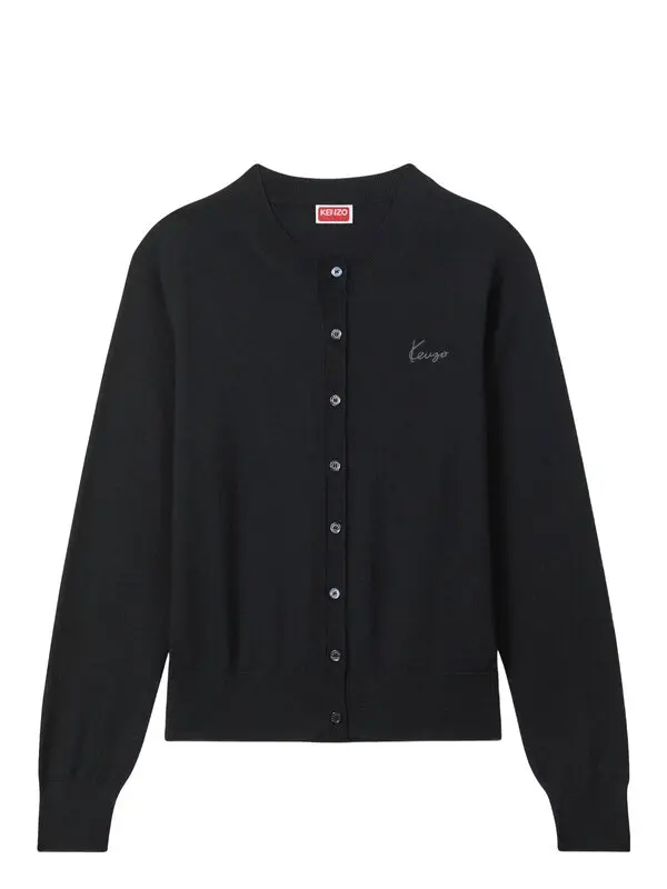 Kenzo Signature Embroidered Button-up Cardigan - Black
