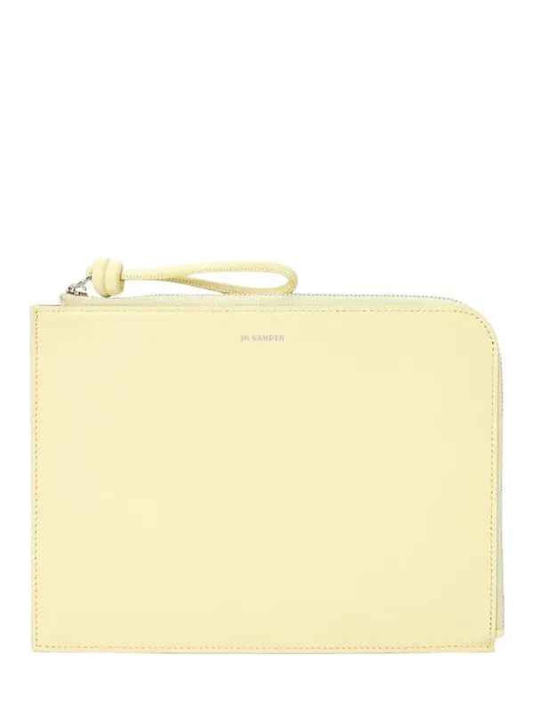JIL SANDER Zipper Clutch With Handle - Nude
