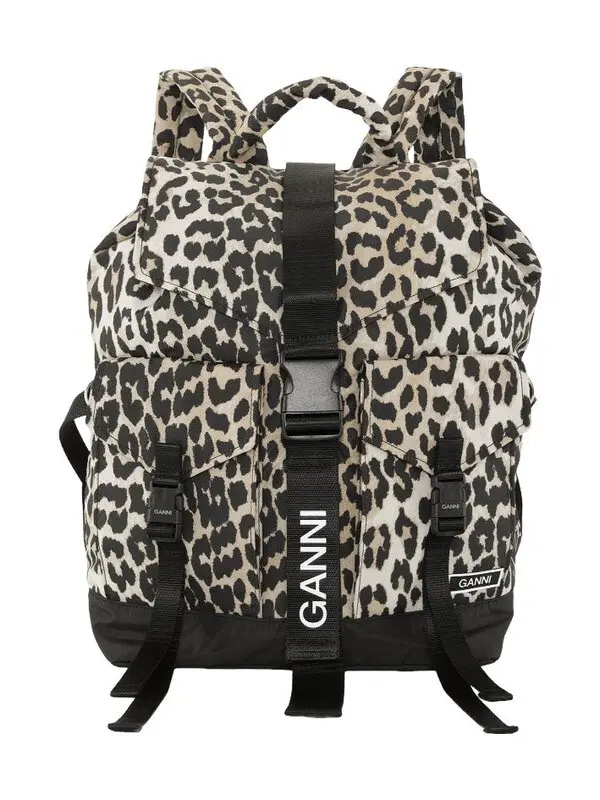 GANNI Leopard Printed Drawstring Backpack - Leopard Color