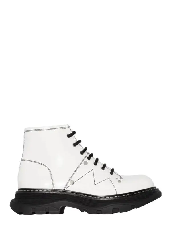 Alexander McQueen Tread Lace-up Ankle Boots - White