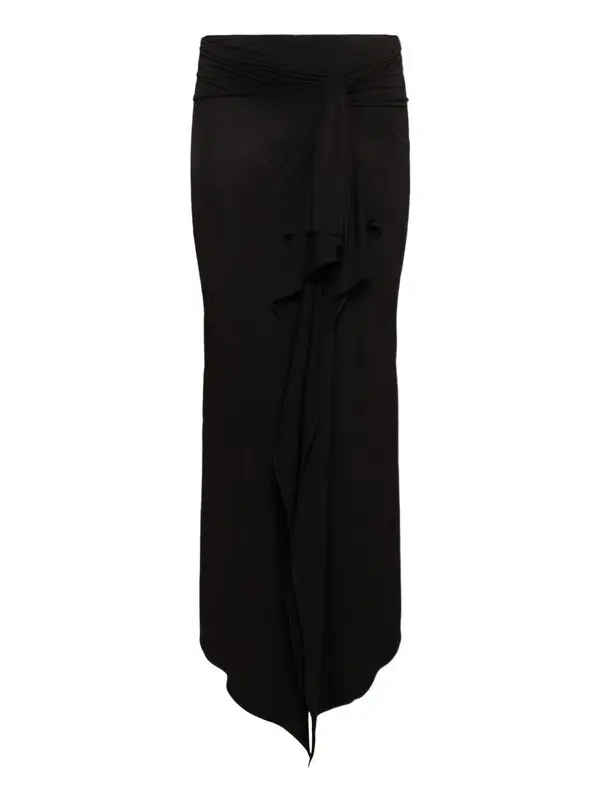 Attico Draped Panel Elastic Waist Skirt - Black