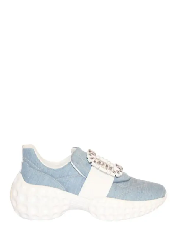 ROGER VIVIER Viv Run Embellished Buckle Sneakers - White